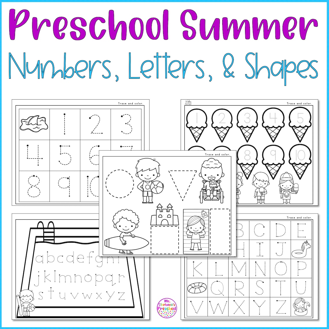 Preschool Summer Worksheets Coloring Activities Prek Summer Writing ...