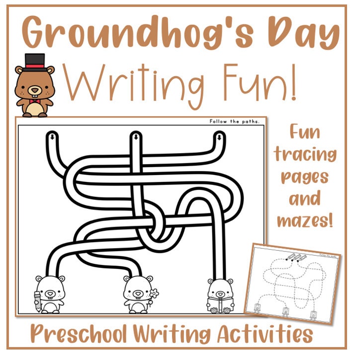 Groundhog's Day Writing Fun, Preschool Printables, Handwriting ...