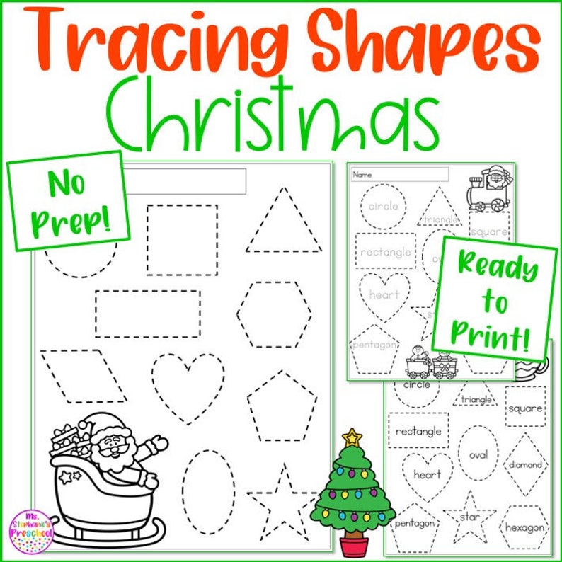 Preschool Tracing Shapes - Christmas, Preschool Printables, Preschool ...