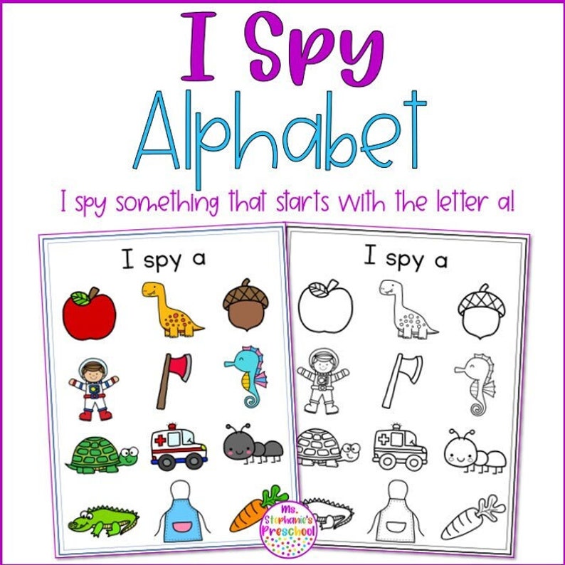 I Spy Alphabet Preschool Activity, Beginning Sounds Practice, Phonic ...