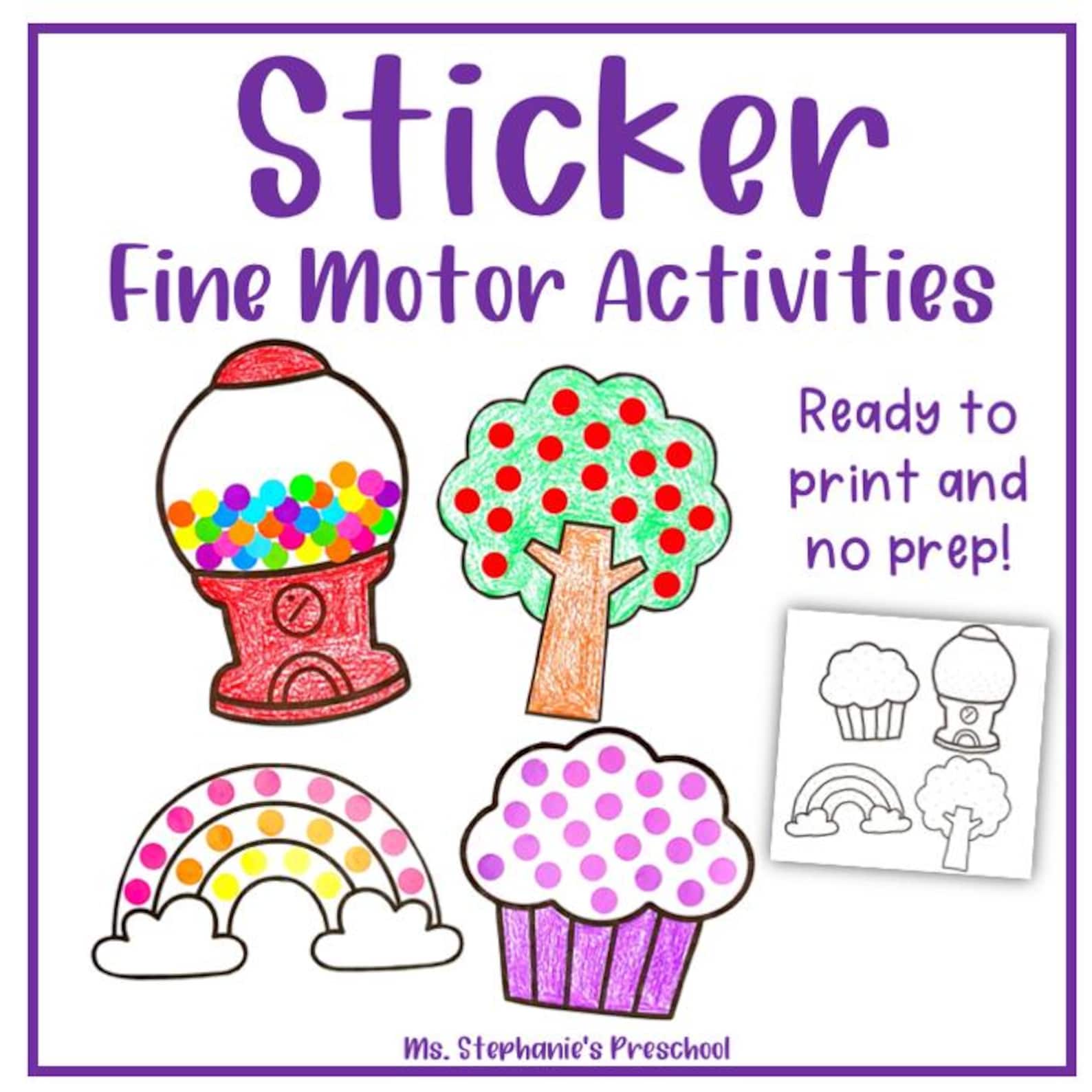 Toddler & Preschool Sticker Worksheets | Fine Motor Skills Printables ...