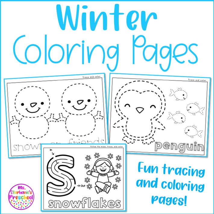 Preschool Winter Writing & Coloring Fun, Preschool Winter Worksheets ...