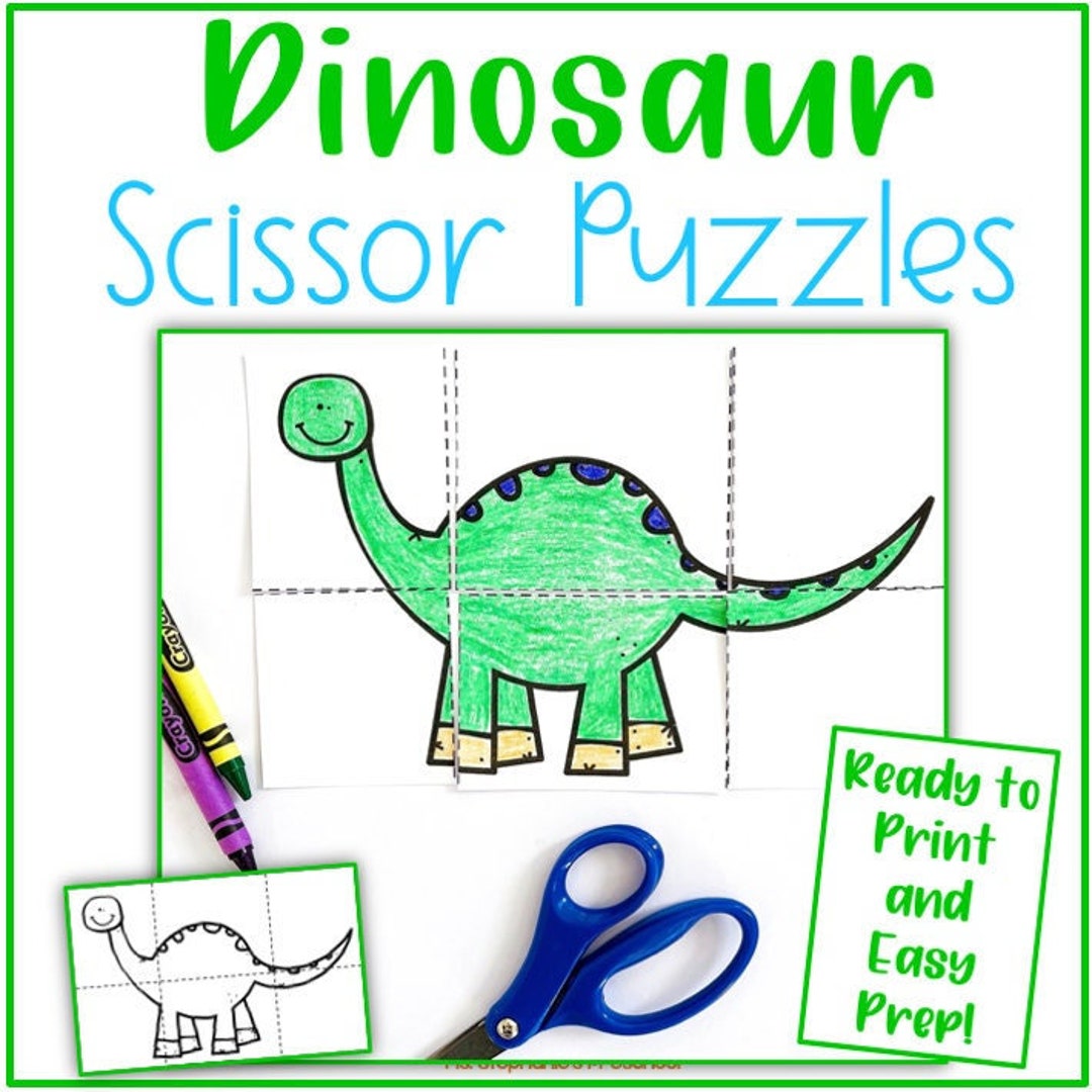 Dinosaur Scissor Puzzles Preschool Scissor Dinosaur Activity Fine Motor ...