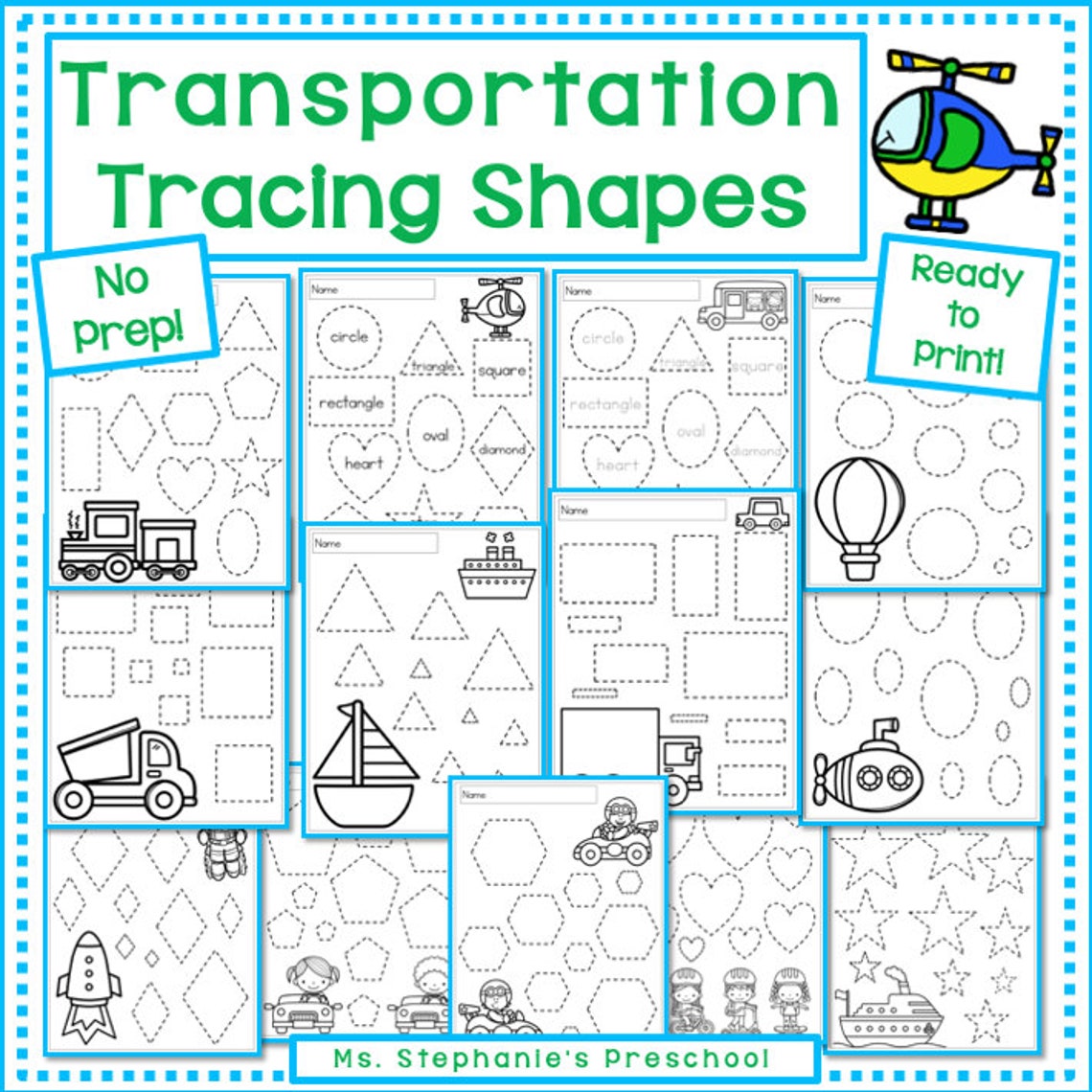 Transportation Tracing Shapes, Preschool Activity, Fine Motor Skills ...