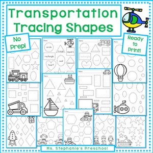 Transportation Tracing Shapes, Preschool Activity, Fine Motor Skills ...