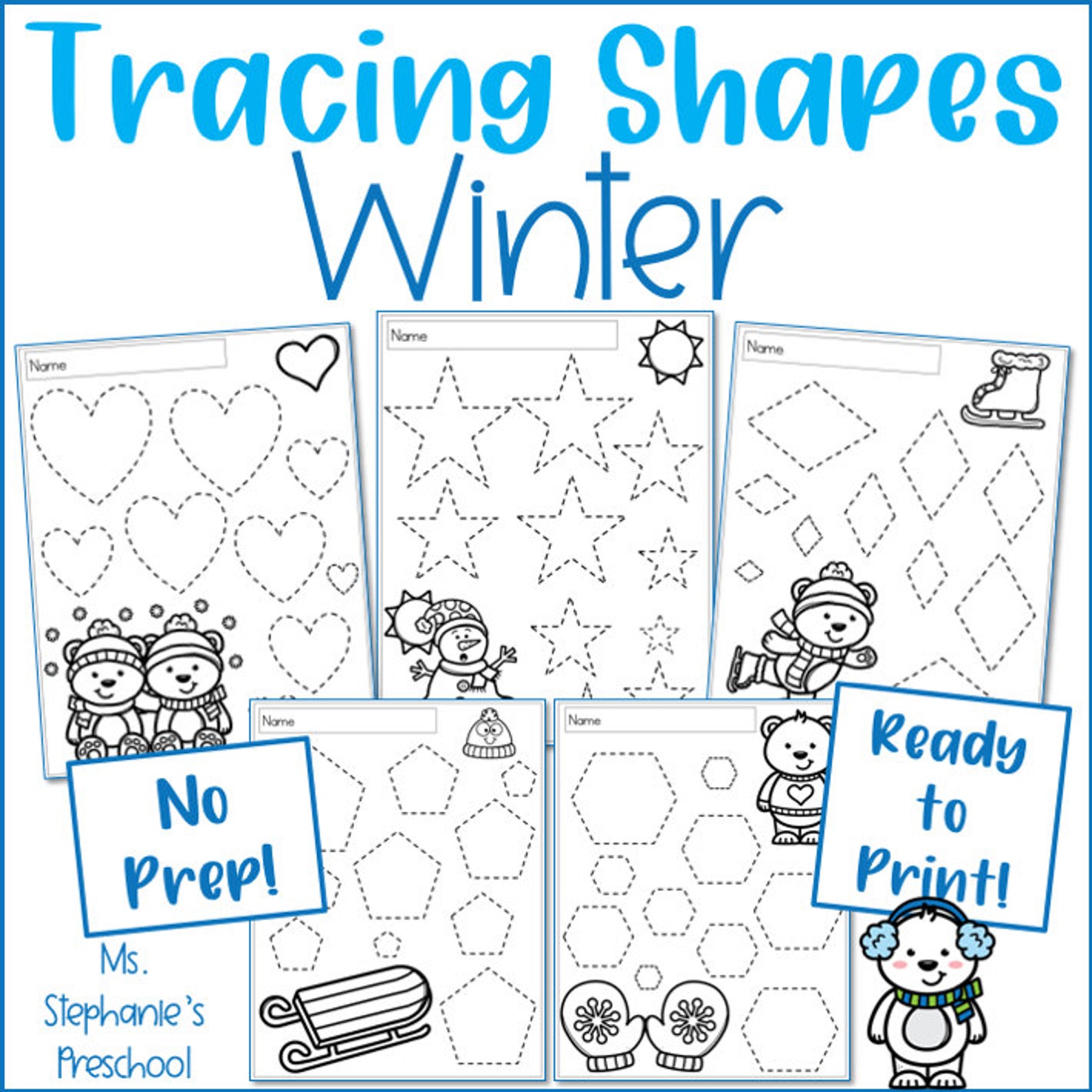 Winter Preschool Tracing Shapes, Preschool Printables Worksheets ...