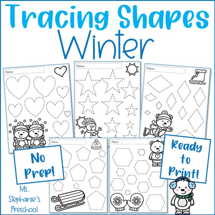 Winter Preschool Tracing Shapes, Preschool Printables Worksheets ...