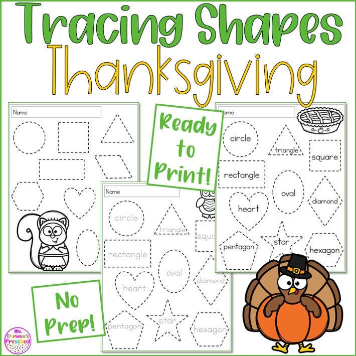 Preschool Tracing Shapes - Thanksgiving, Preschool Printables ...