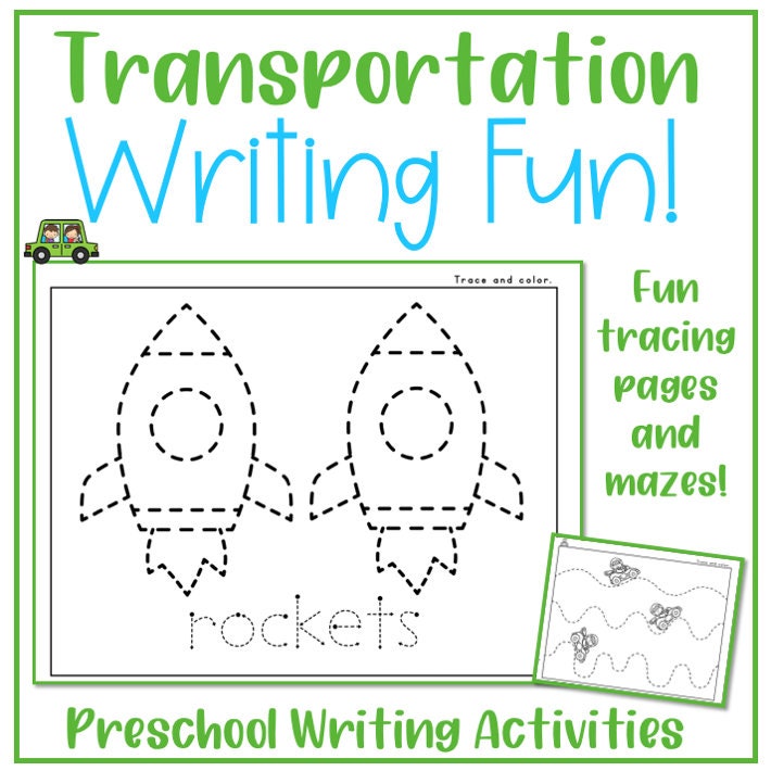 Transportation Preschool Coloring and Writing Pages Back to School ...