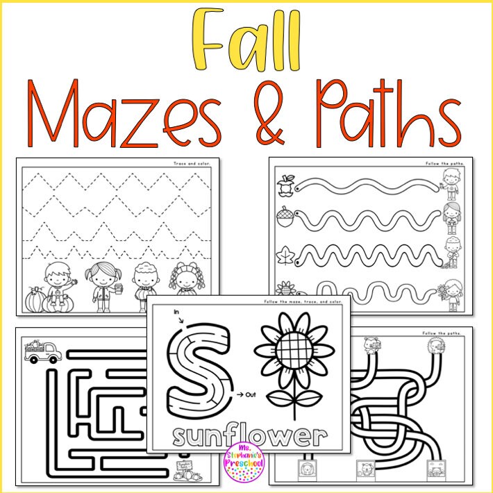 Fall Preschool Writing and Coloring Pages, Homeschool, Writing Practice ...