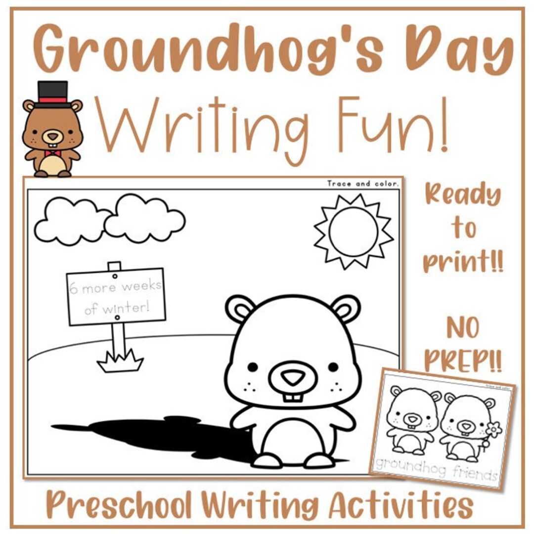 Groundhog's Day Writing Fun, Preschool Printables, Handwriting ...