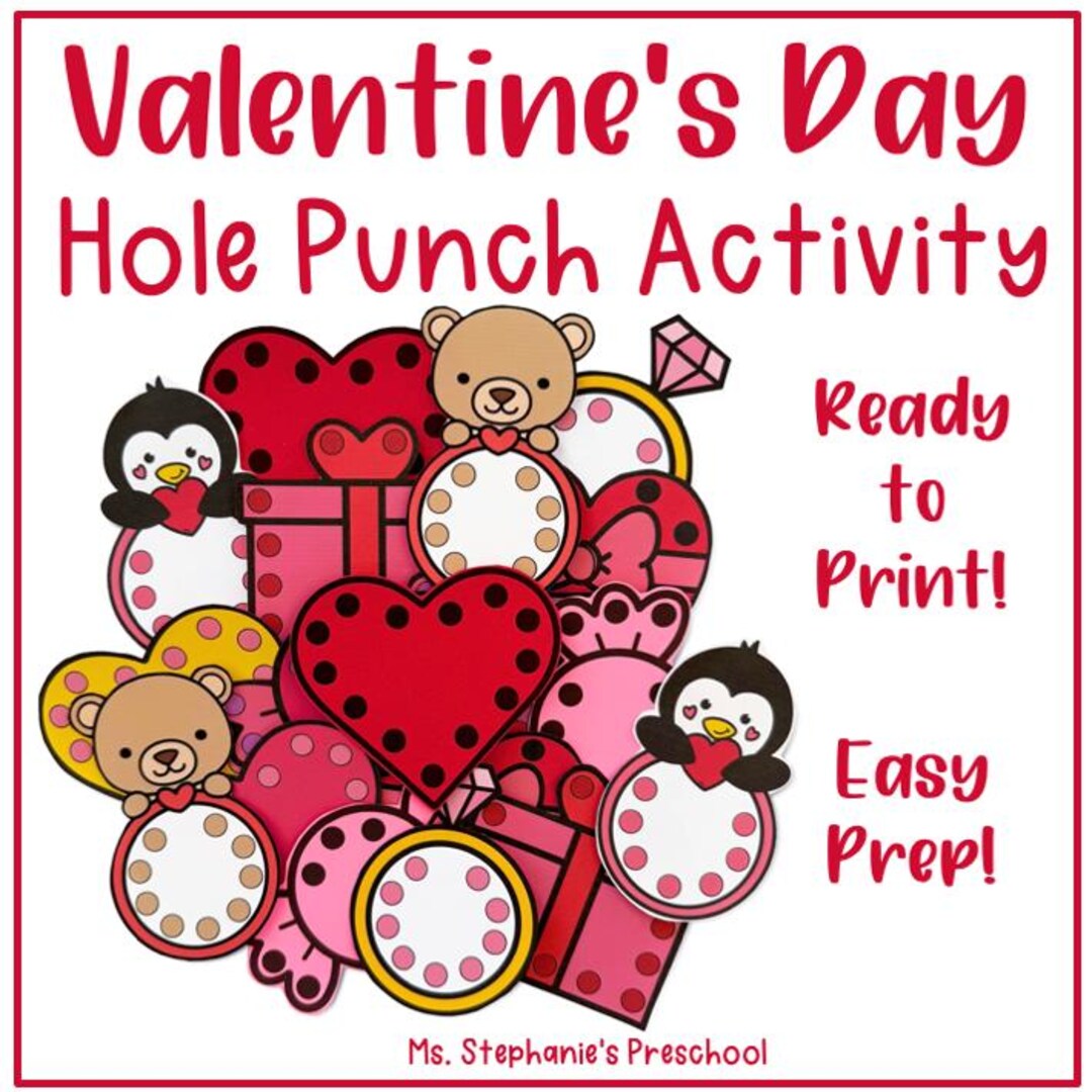 Valentines Day Hole Punch Preschool Fine Motor Activity Printable ...