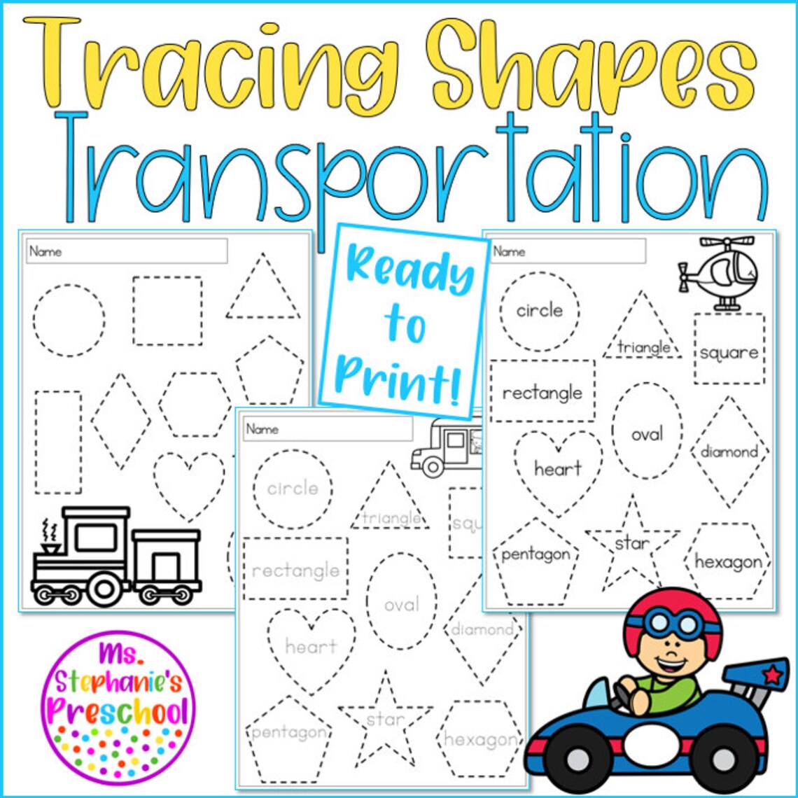 Transportation Tracing Shapes, Preschool Activity, Fine Motor Skills ...