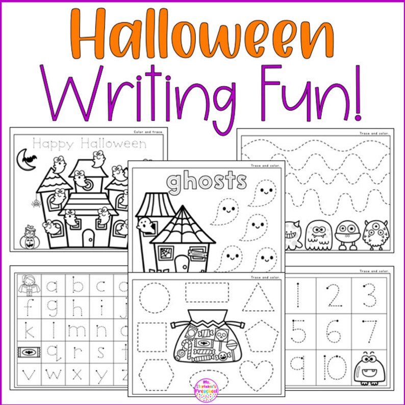 Preschool Halloween Writing & Coloring Fun, Preschool Worksheets ...