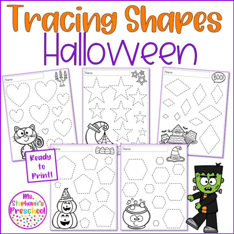 Preschool Tracing Shapes - Halloween, Preschool Printables, Preschool ...