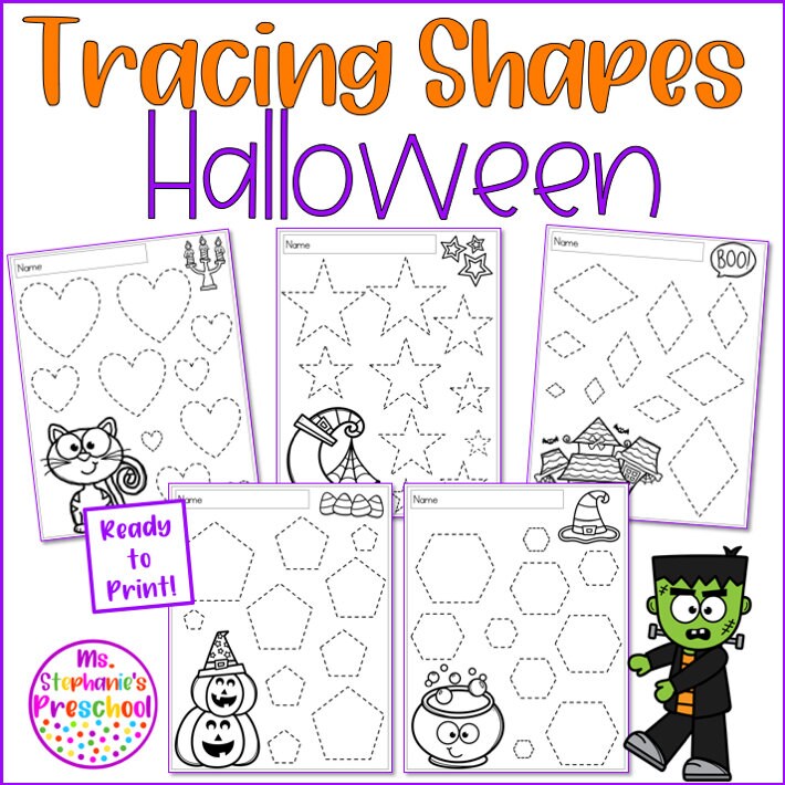 Preschool Tracing Shapes - Halloween, Preschool Printables, Preschool ...