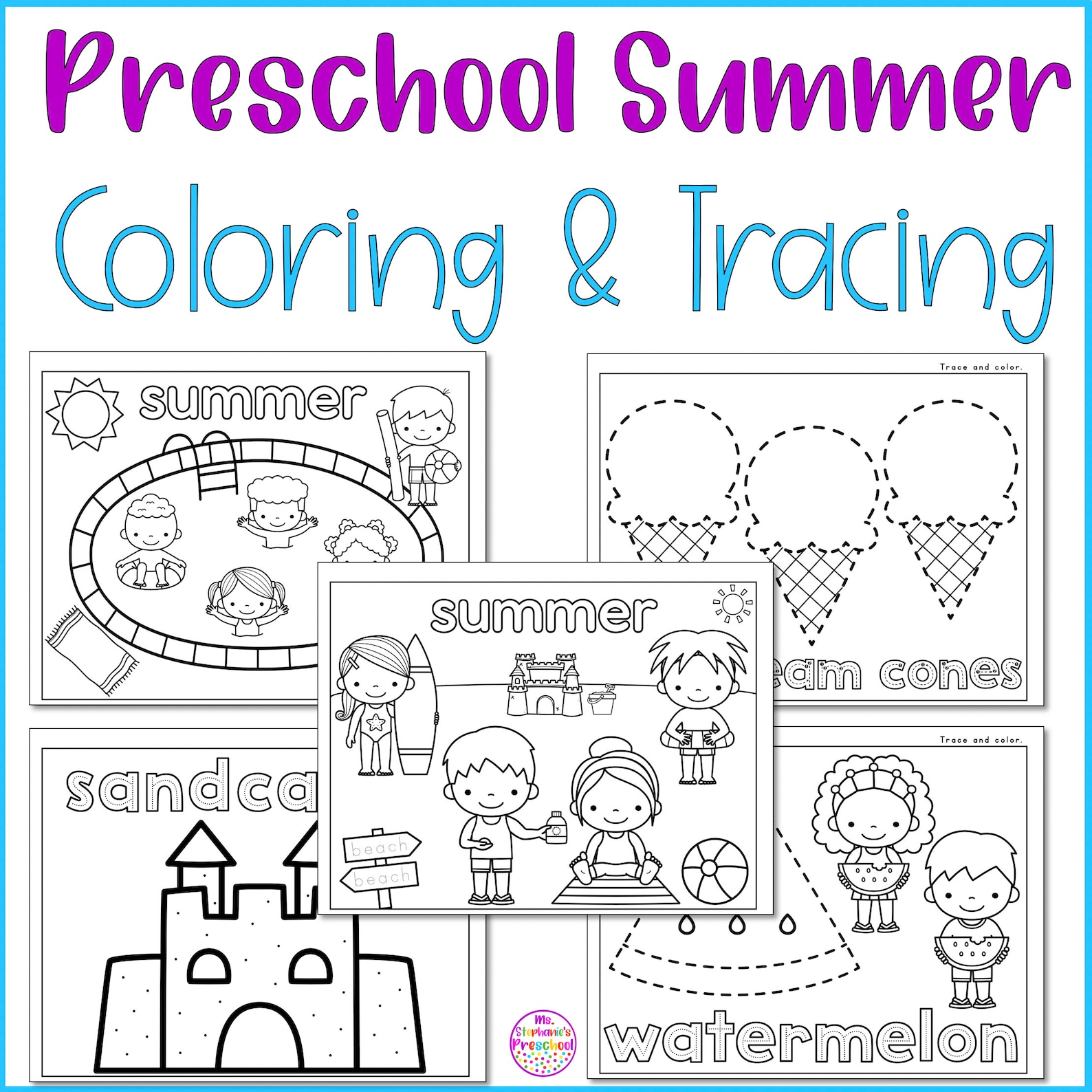Preschool Summer Worksheets Coloring Activities Prek Summer Writing ...