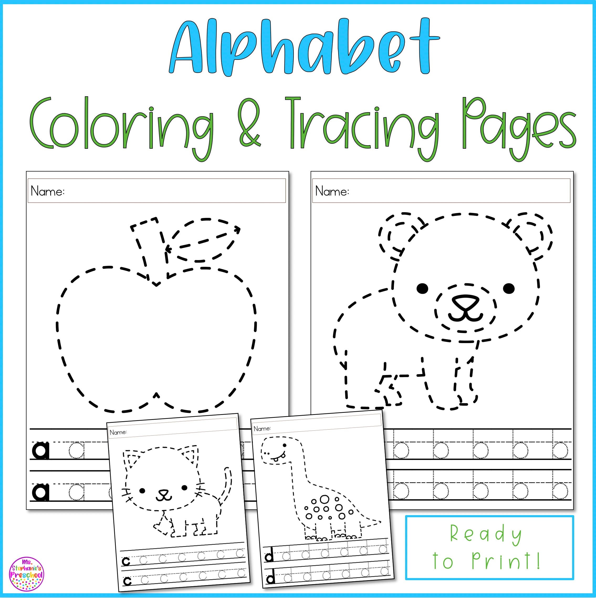 Preschool Alphabet Back to School Worksheets Prek Alphabet Printables ...