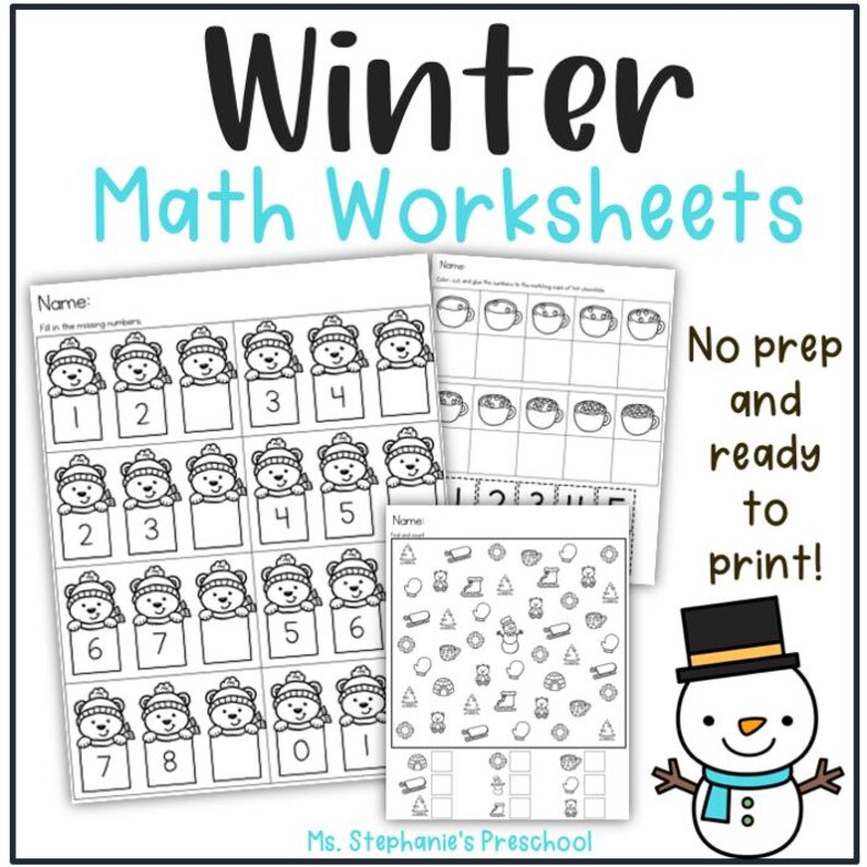 Winter-themed Math Preschool Worksheets - Printable Activities for ...