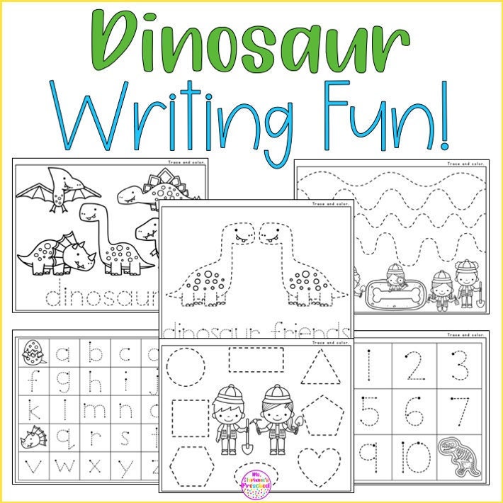 Dinosaur Writing Fun, Preschool Dinosaur Printables, Handwriting ...