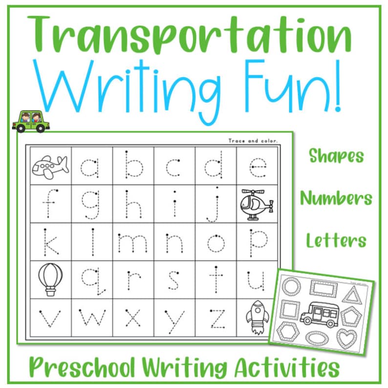 Transportation Preschool Coloring and Writing Pages Back to School ...