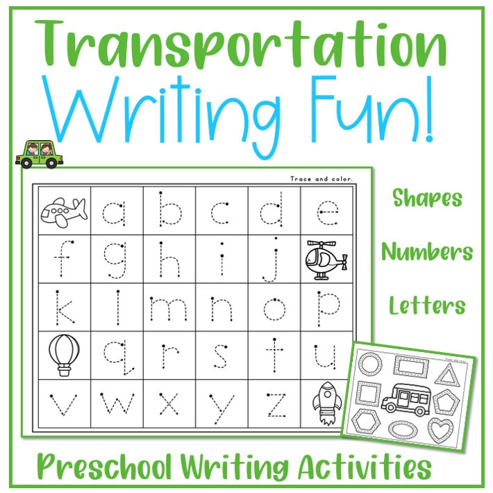 Transportation Preschool Coloring and Writing Pages Back to School ...