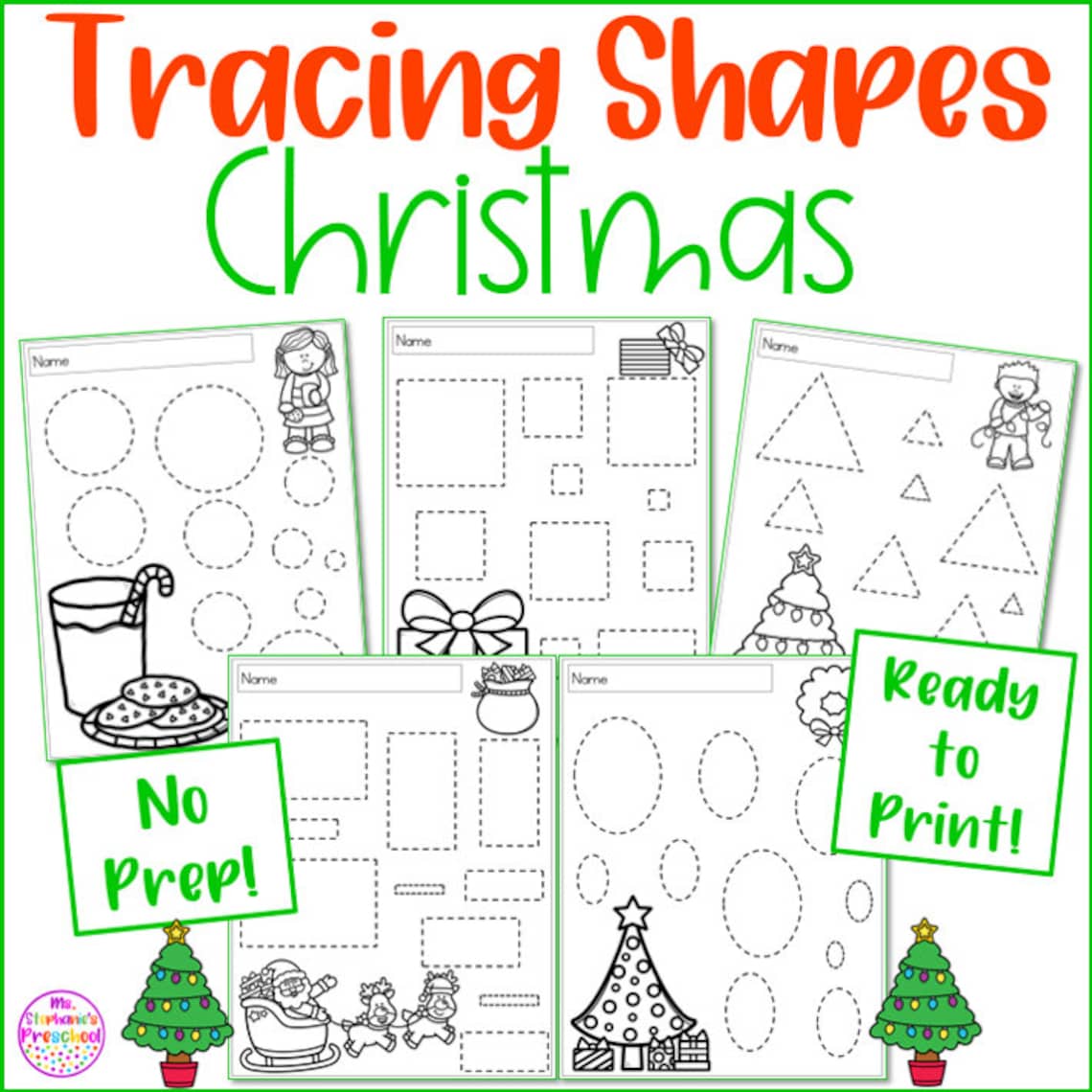 Preschool Tracing Shapes - Christmas, Preschool Printables, Preschool ...