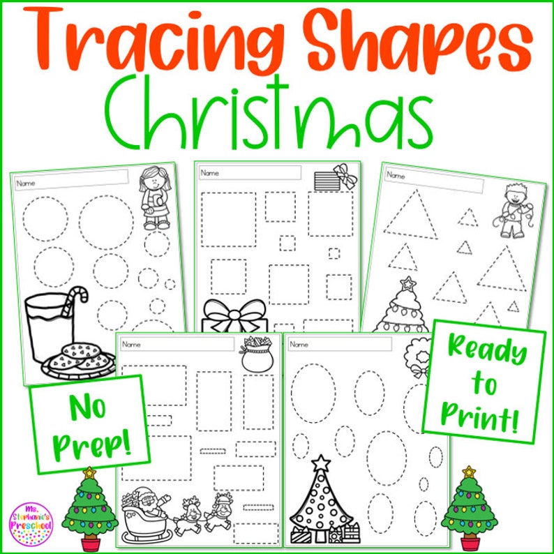 Preschool Tracing Shapes - Christmas, Preschool Printables, Preschool ...