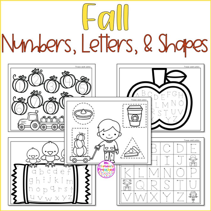 Fall Preschool Writing and Coloring Pages, Homeschool, Writing Practice ...