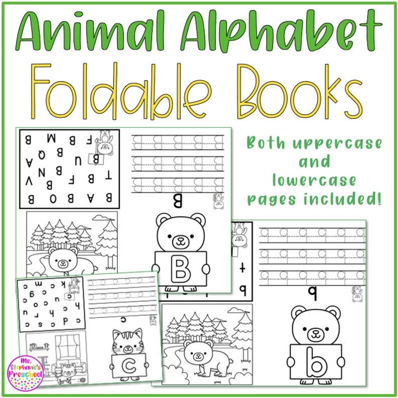 Animal Alphabet Foldable Books, Preschool Alphabet Books, Homeschool ...