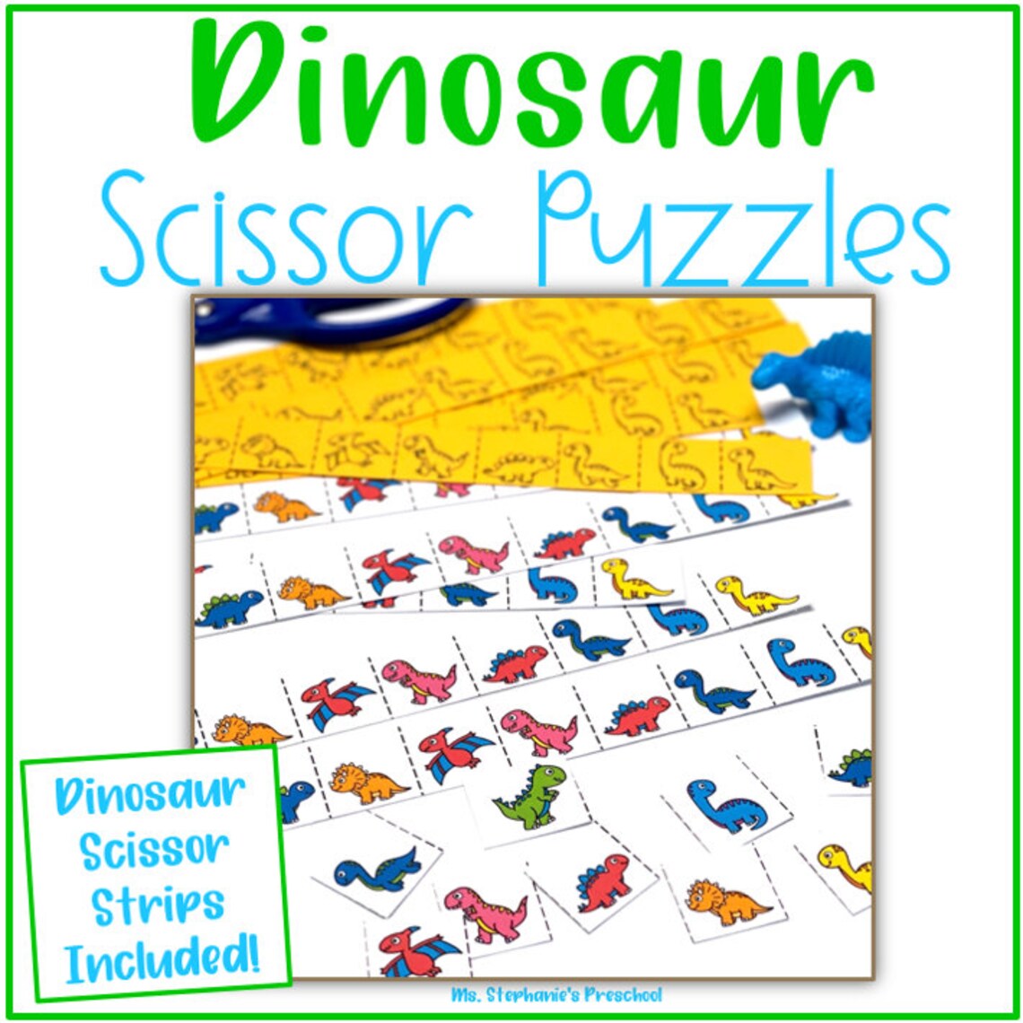 Dinosaur Scissor Puzzles Preschool Scissor Dinosaur Activity Fine Motor ...