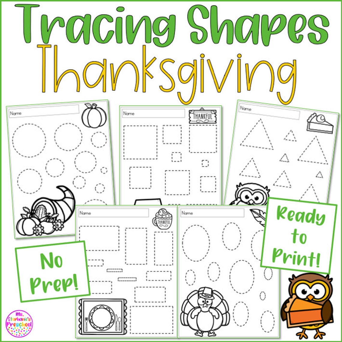 Preschool Tracing Shapes - Thanksgiving, Preschool Printables ...