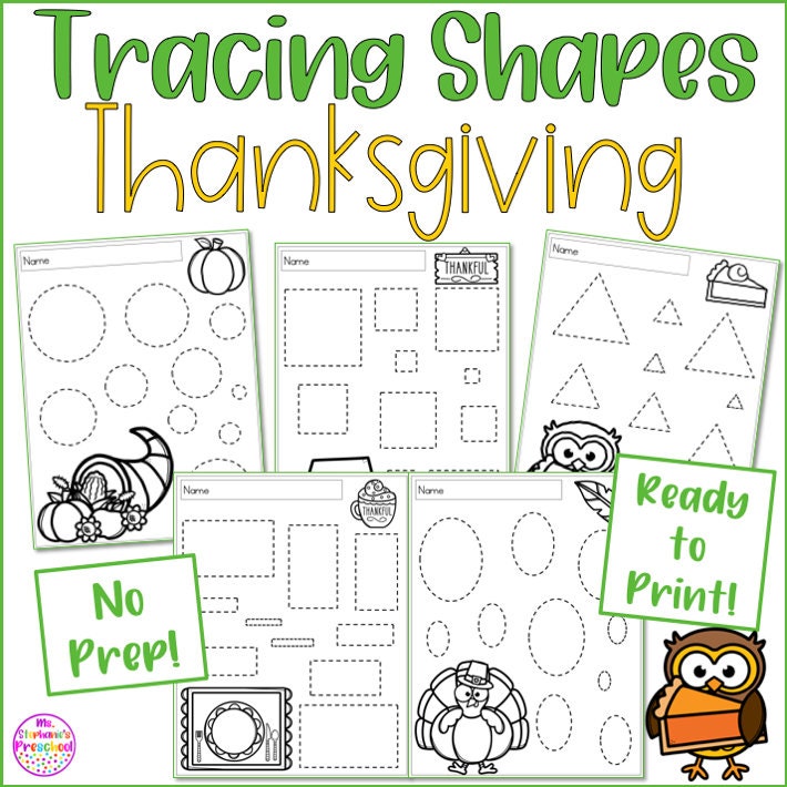 Preschool Tracing Shapes - Thanksgiving, Preschool Printables ...