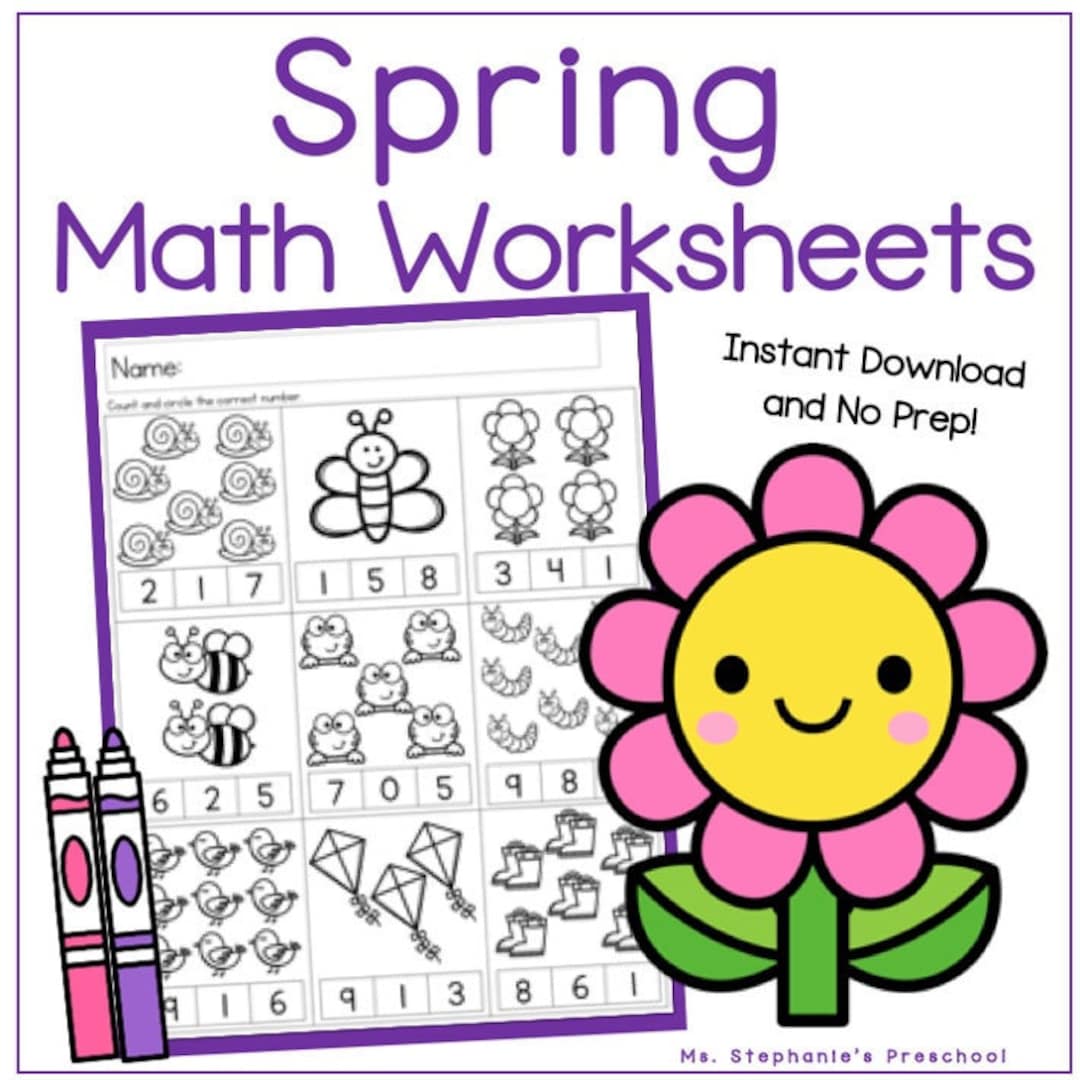 Spring Preschool Math Worksheets Homeschool Counting Printables Spring ...