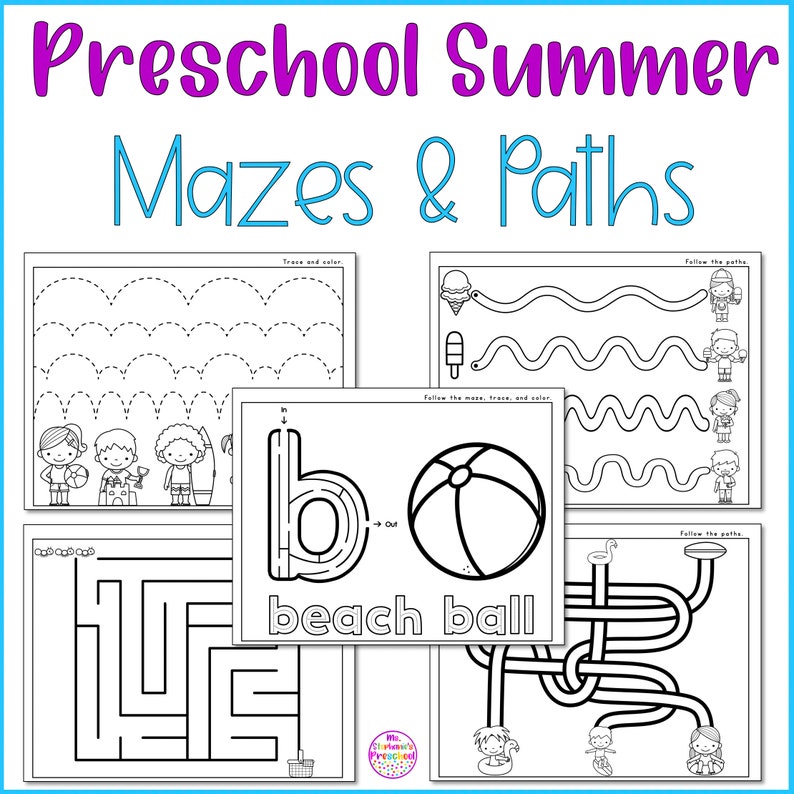 Preschool Summer Worksheets Coloring Activities Prek Summer Writing ...