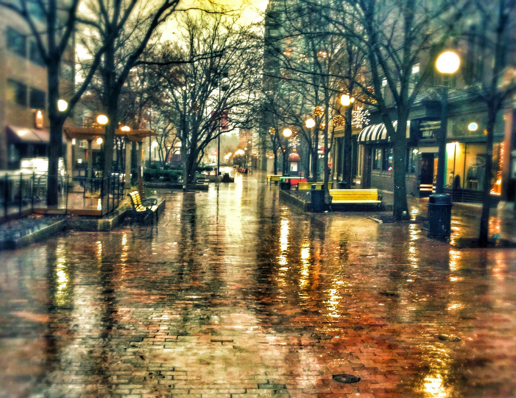 Iowa City Rainy Pedestrian Mall Photo | Etsy