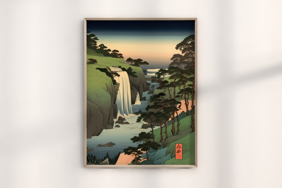 Hiroshige Waterfall Print, Japanese Woodblock Waterfall, Hiroshige ...