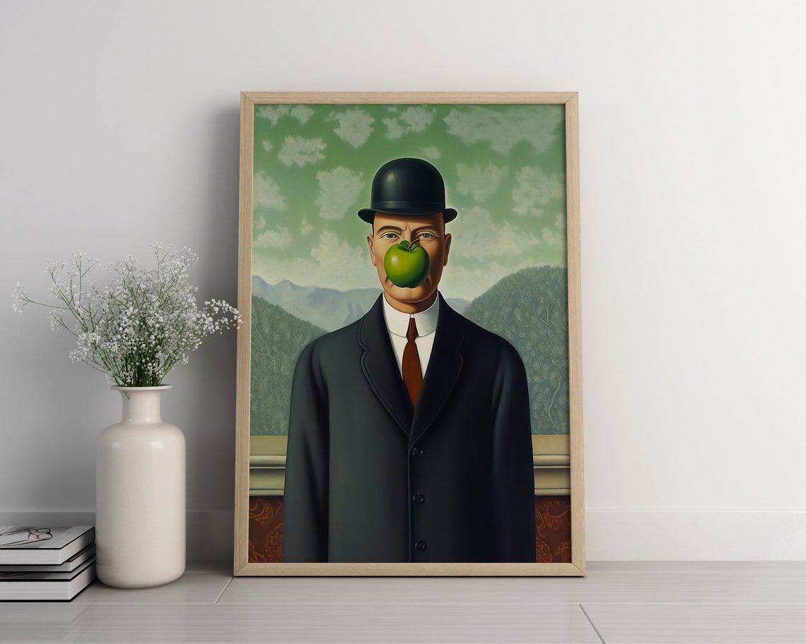 Rene Magritte Green Apple Inspired Print Surrealist Wall Art - Etsy UK