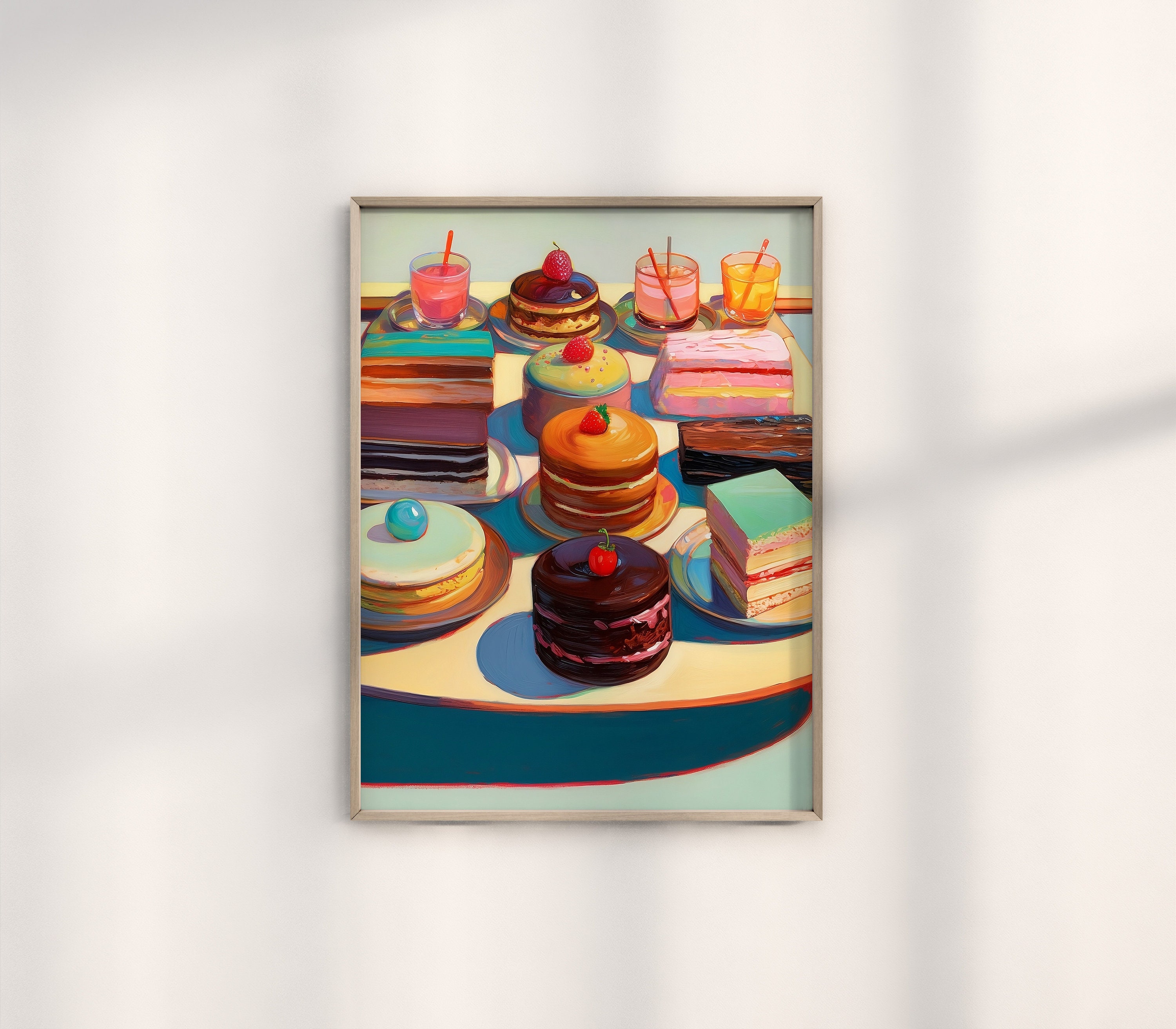 Wayne Thiebaud Set of 3 Pastries Paintings, Gourmet Dessert Art Digital ...