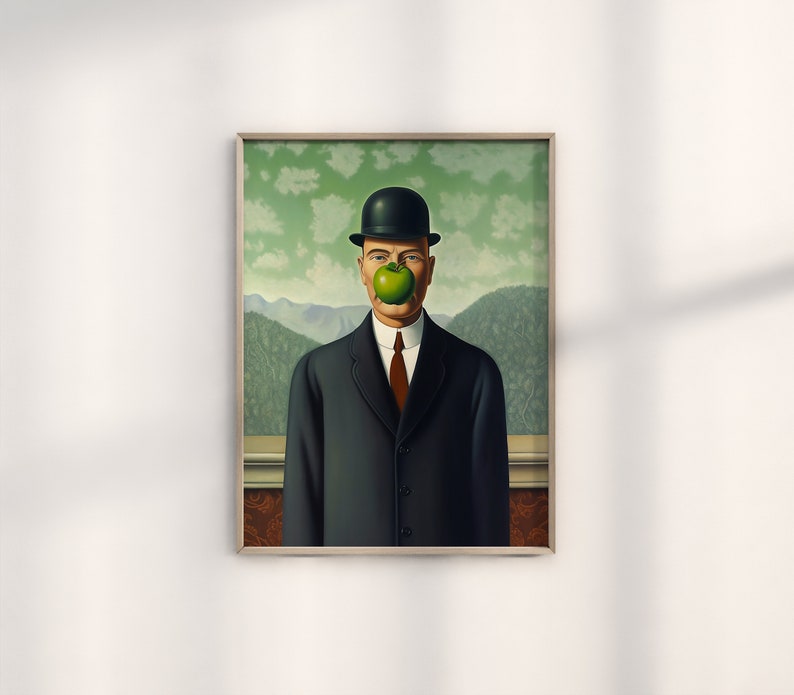 Rene Magritte Green Apple Inspired Print Surrealist Wall Art - Etsy UK