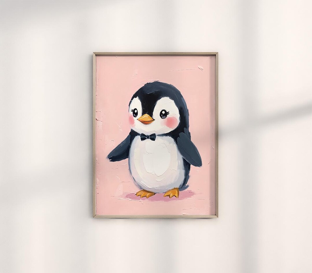 Cute Penguin Art, Penguin Illustration, Adorable Wall Art, Whimsical ...