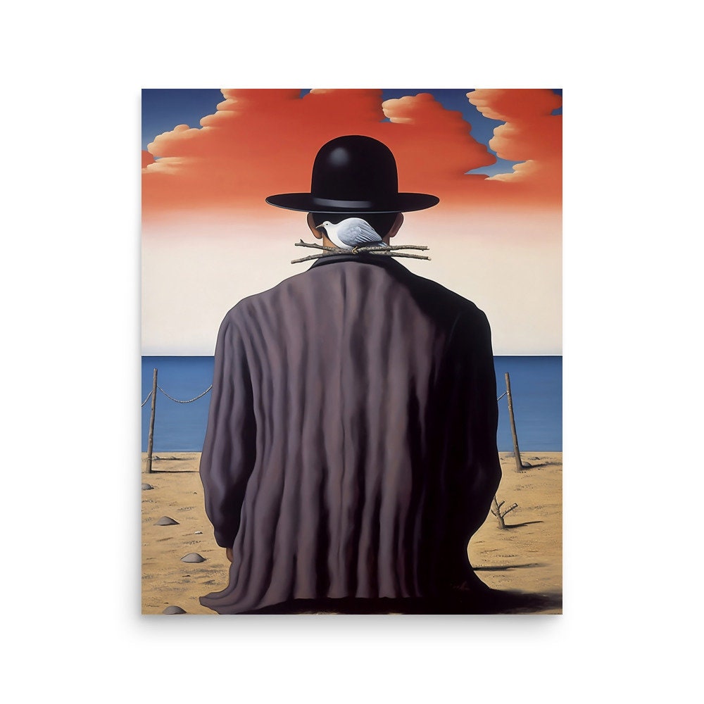 Rene Magritte the Lover Surrealist Print, Authentic Magritte Face ...
