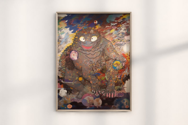 Takashi Murakami Psychedelic Godzilla Print, Vibrant Japanese Pop Art ...