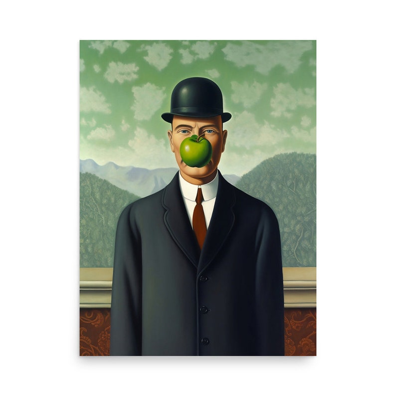 Rene Magritte Green Apple Inspired Print Surrealist Wall Art - Etsy UK