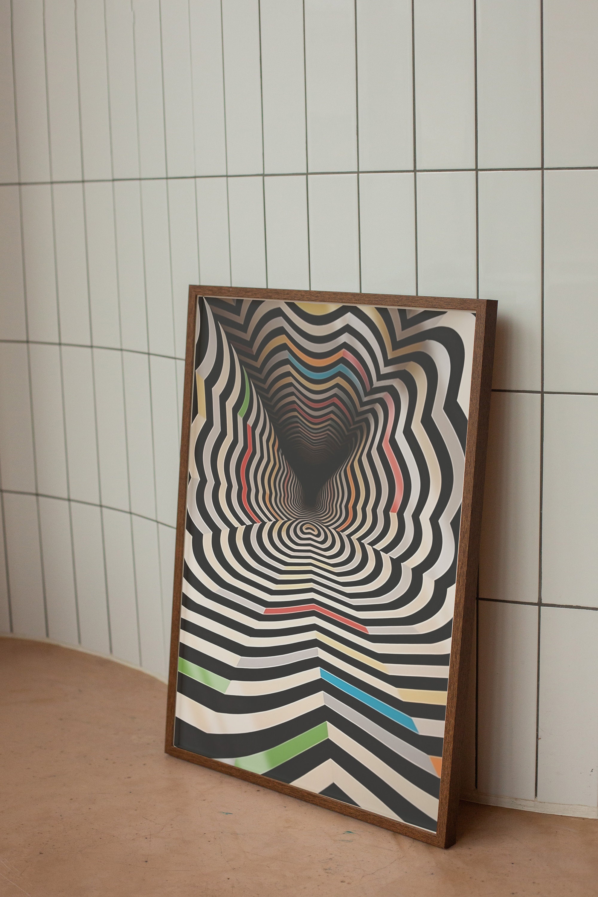 Bridget Riley Tunnel to Infinity Print, Optical Illusion Artwork ...