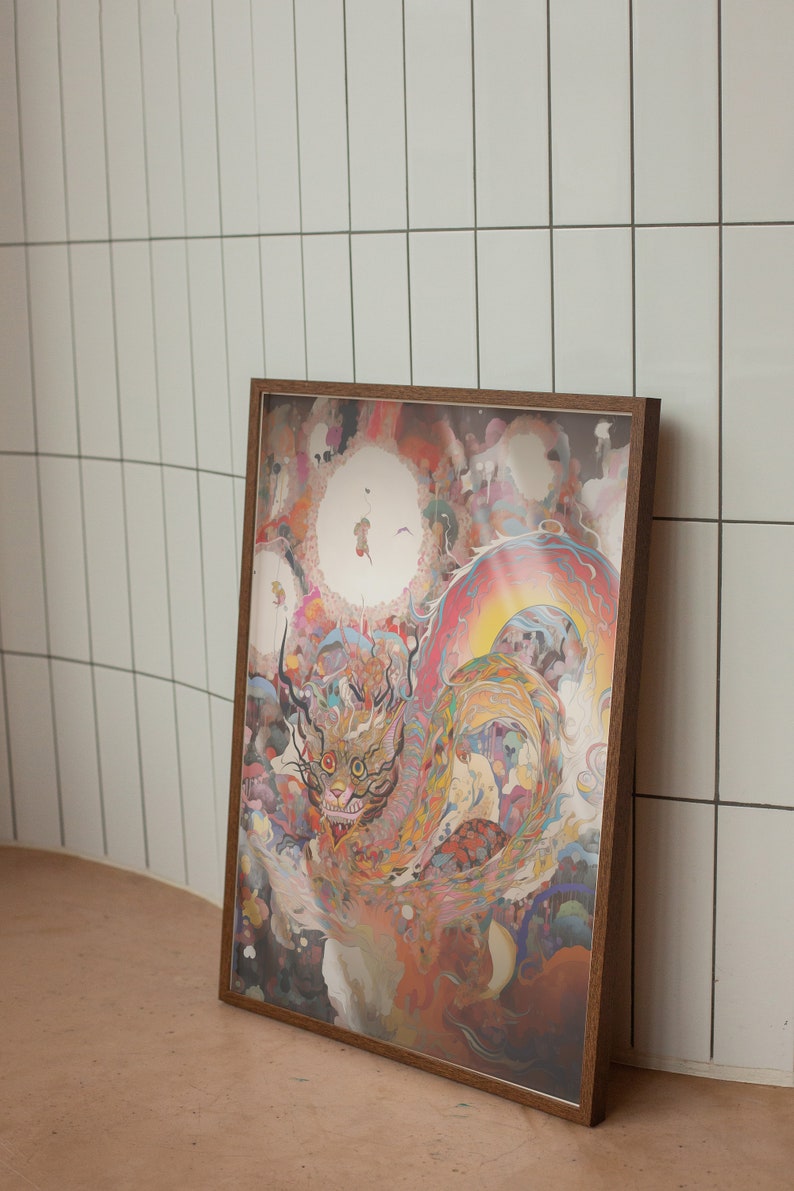 Takashi Murakami Psychedelic Dragon Print,vibrant Murakami Artwork ...