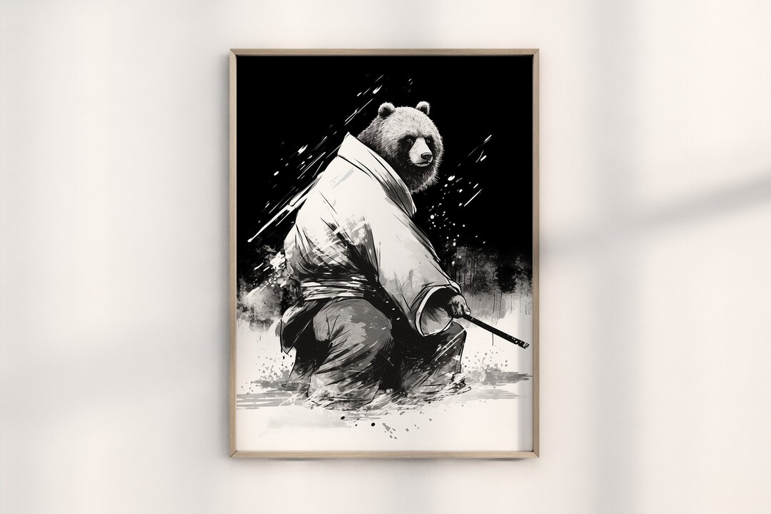 Matsumoto Hoji Samurai Bear Print, Traditional Japanese Bear Art ...