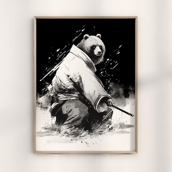 Samurai Bear Print - Etsy