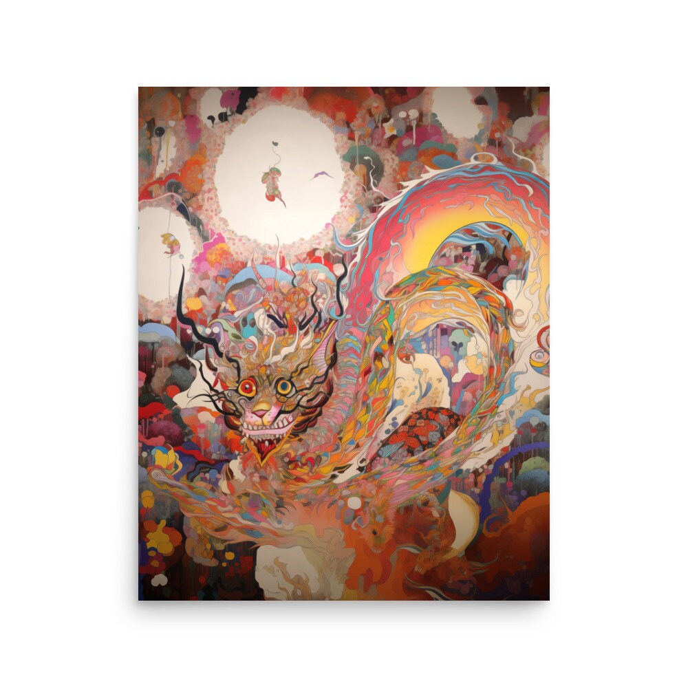 Takashi Murakami Psychedelic Dragon Print,vibrant Murakami Artwork ...