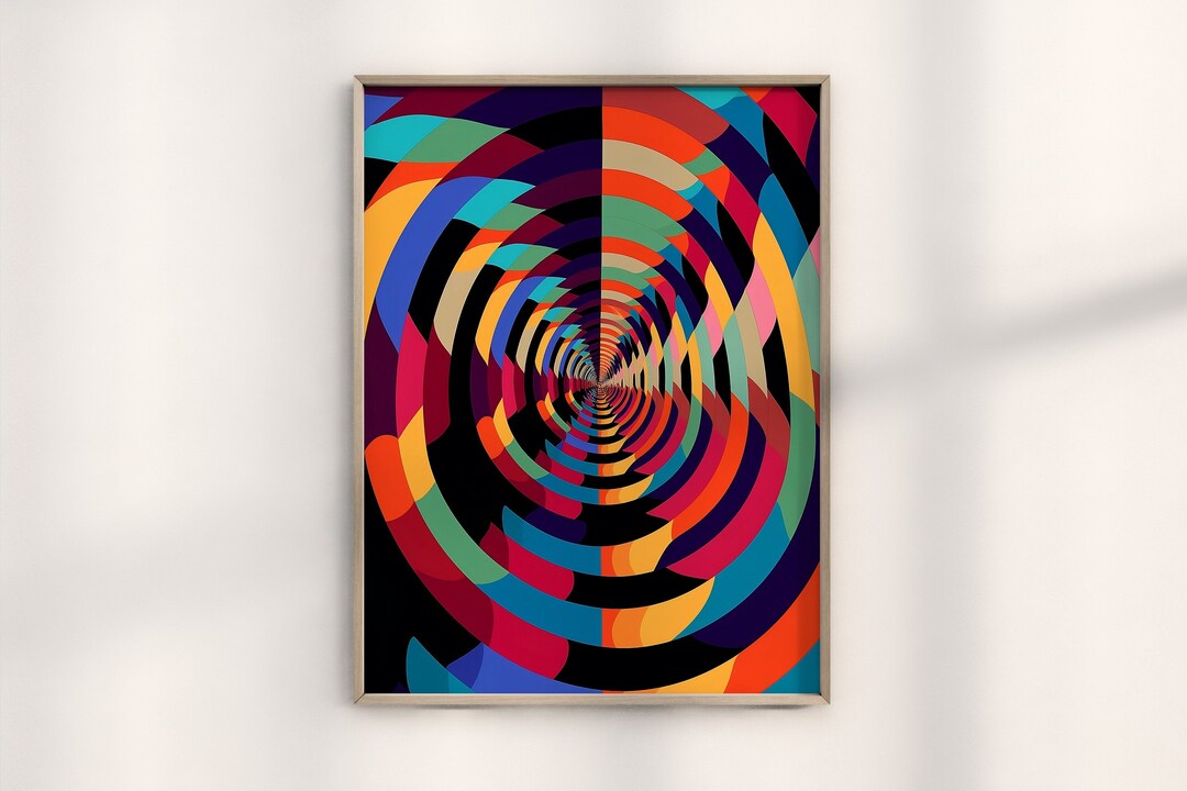Bridget Riley Circular Gradient Optical Illusion Print, Modern Op Art ...